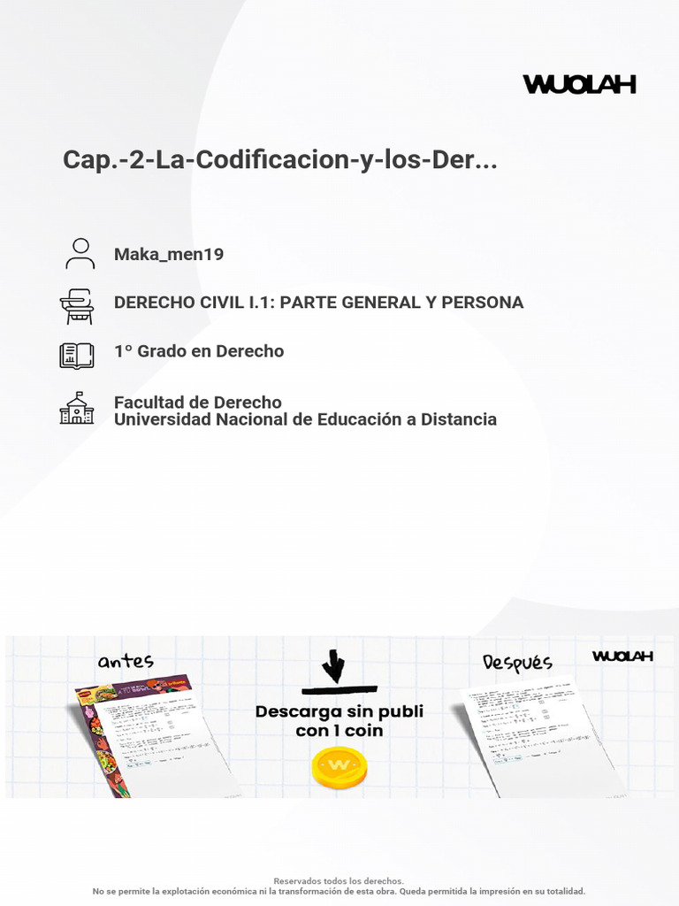 Wuolah Free Cap. 2 La Codificacion y Los Derechos Forales | PDF | Codificación (ley) | Derecho ...