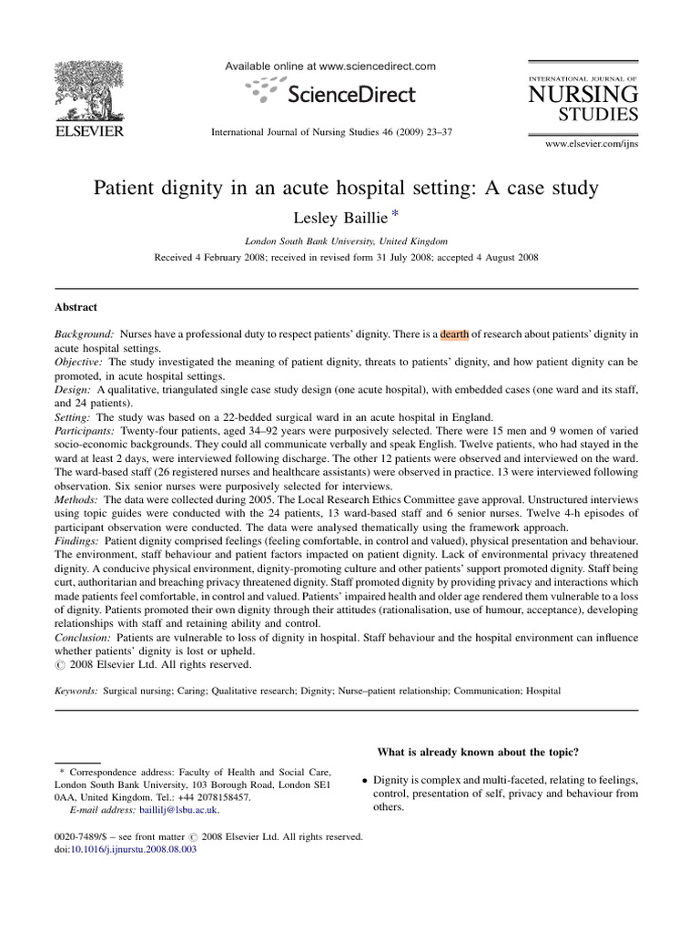 Enhancing Patient Dignity in Hospitals | PDF | Human Rights | Hospital