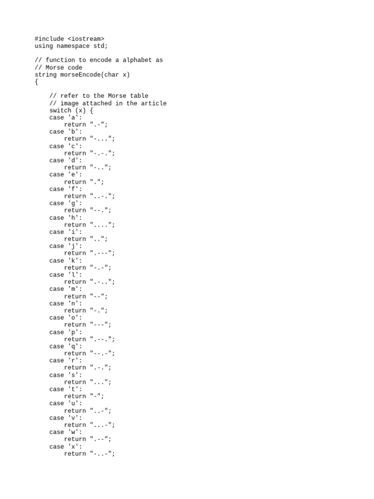 Morse Code Encoder in C++ | PDF
