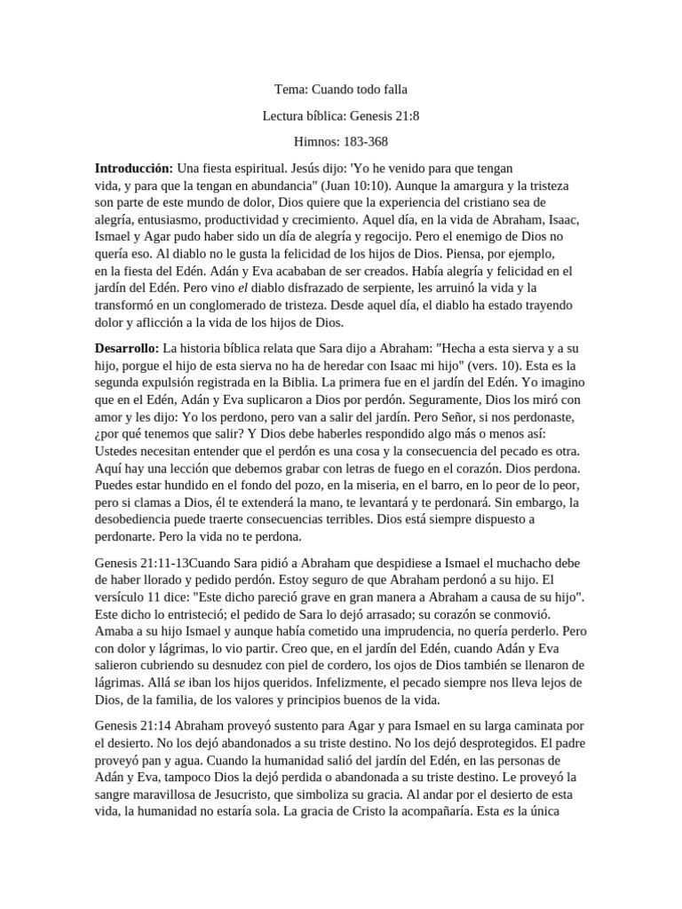 Esperanza cuando todo falla | PDF | Adán y Eva | Ismael