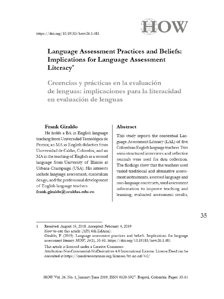 View of Language Assessment Practices and Beliefs - Implications For ...