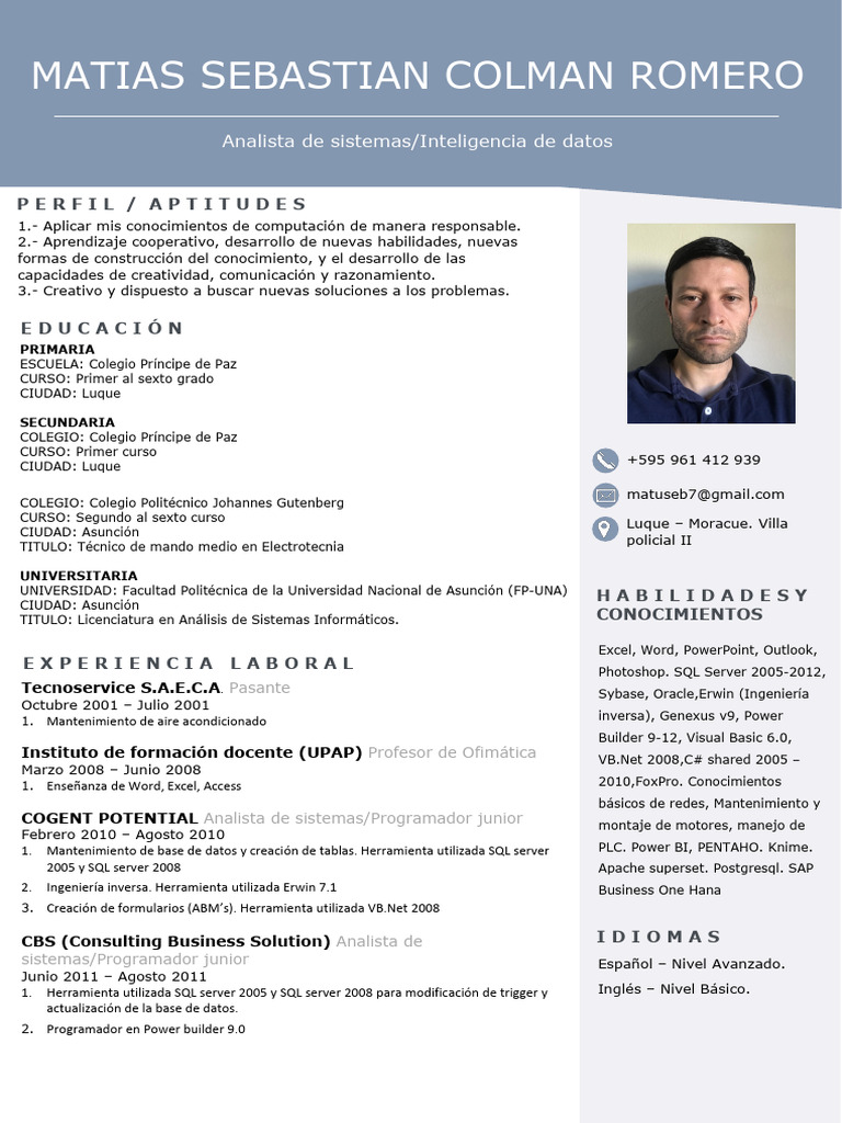 CV Matias Colman - 2025.01.14 | PDF | Servidor SQL de Microsoft | Software de la aplicacion