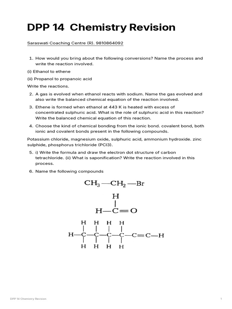 DPP 14 Chemistry Revision - 1 | PDF
