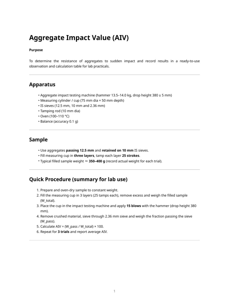 Aggregate Impact Value Testing Guide | PDF | Weight