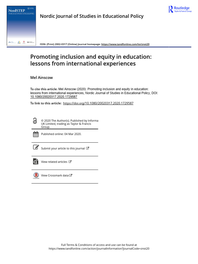 Promoting Inclusion and Equity in Education Lesson | PDF | Teachers ...