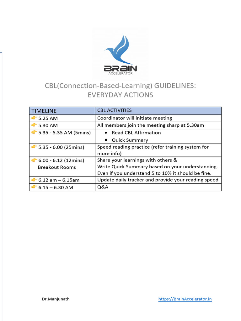 CBL Daily Actions - Speed Reading TF | PDF