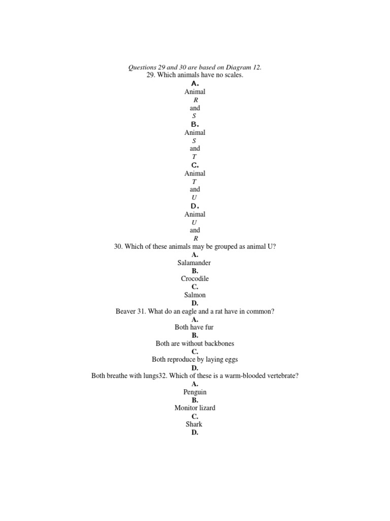 Animal Classification and Ecosystem Quiz | PDF