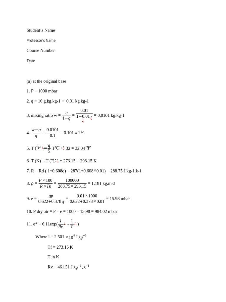 Thermodynamics Assignment | PDF | Atmosphere | Meteorology
