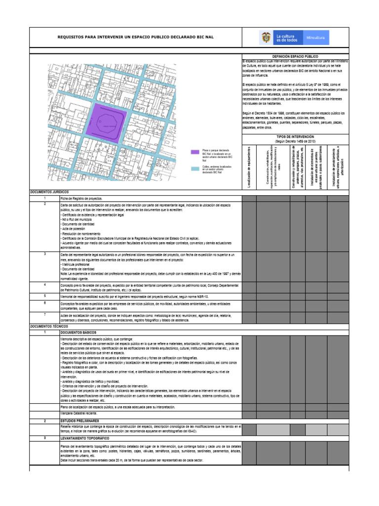 Anexo n.° 4 - Requisitos para intervenir un espacio público declarado ...