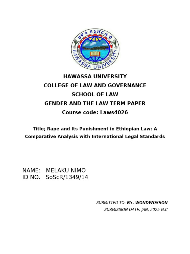 Gender Final. EDITED Melaku | PDF | Rape | Crimes