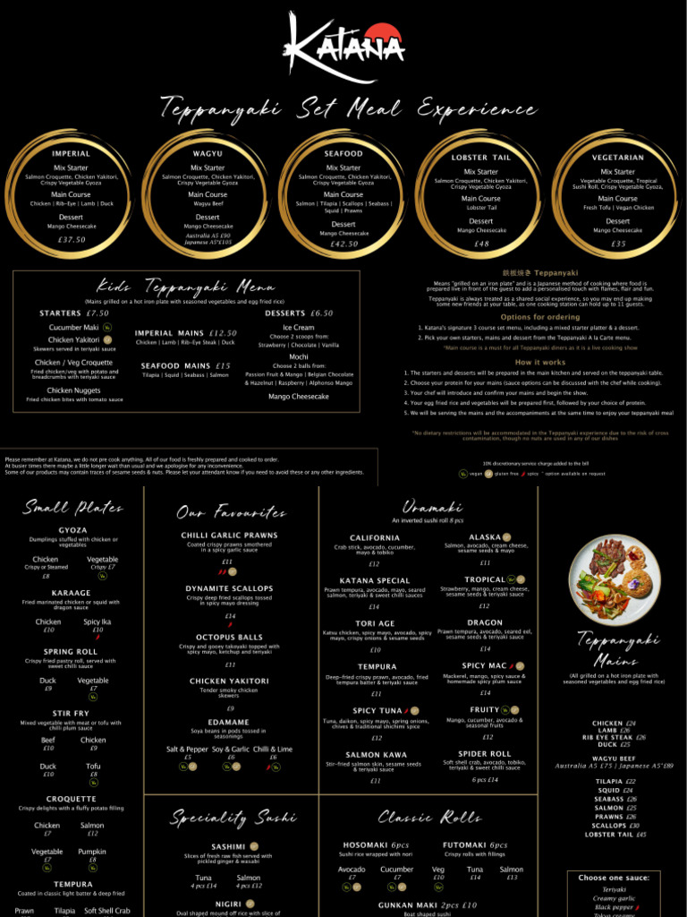 Katana Teppanyaki Menu | PDF