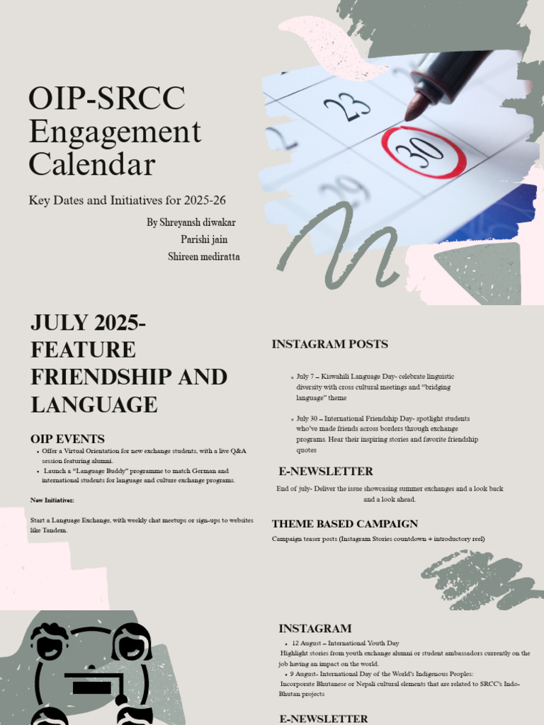 Presentation - OIP-SRCC Engagement Calendar | PDF | Learning