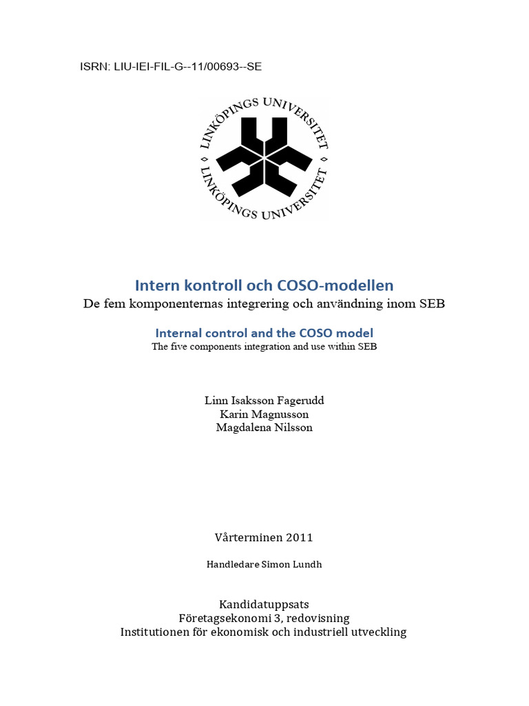 Internal Control and The COSO Model The Five Components Integration and ...