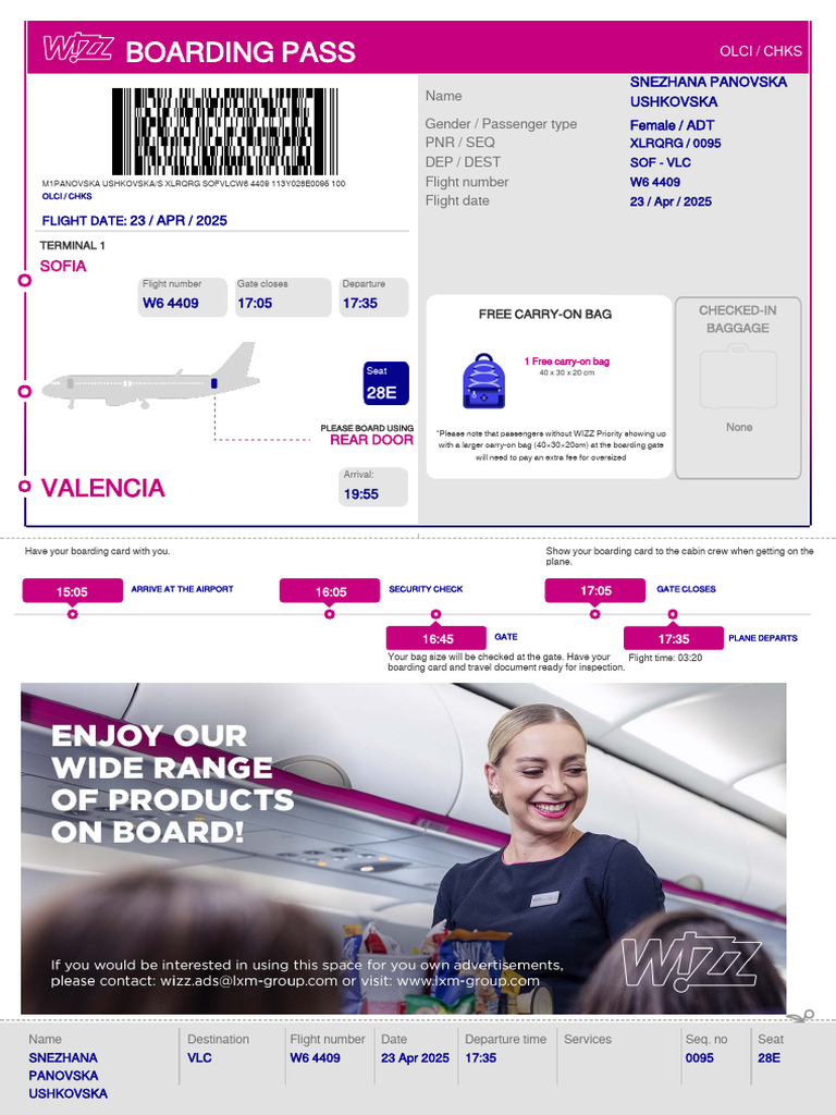 BoardingCard 393864611 SOF VLC | PDF | Airliner | Transport Safety