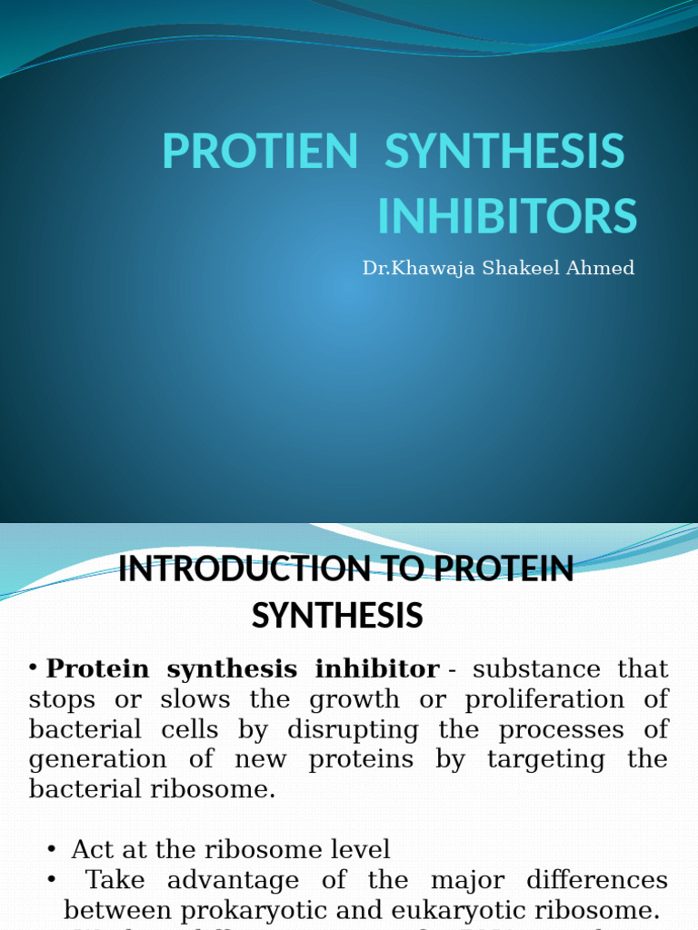 Mechanisms of Protein Synthesis Inhibitors | PDF | Ribosome ...
