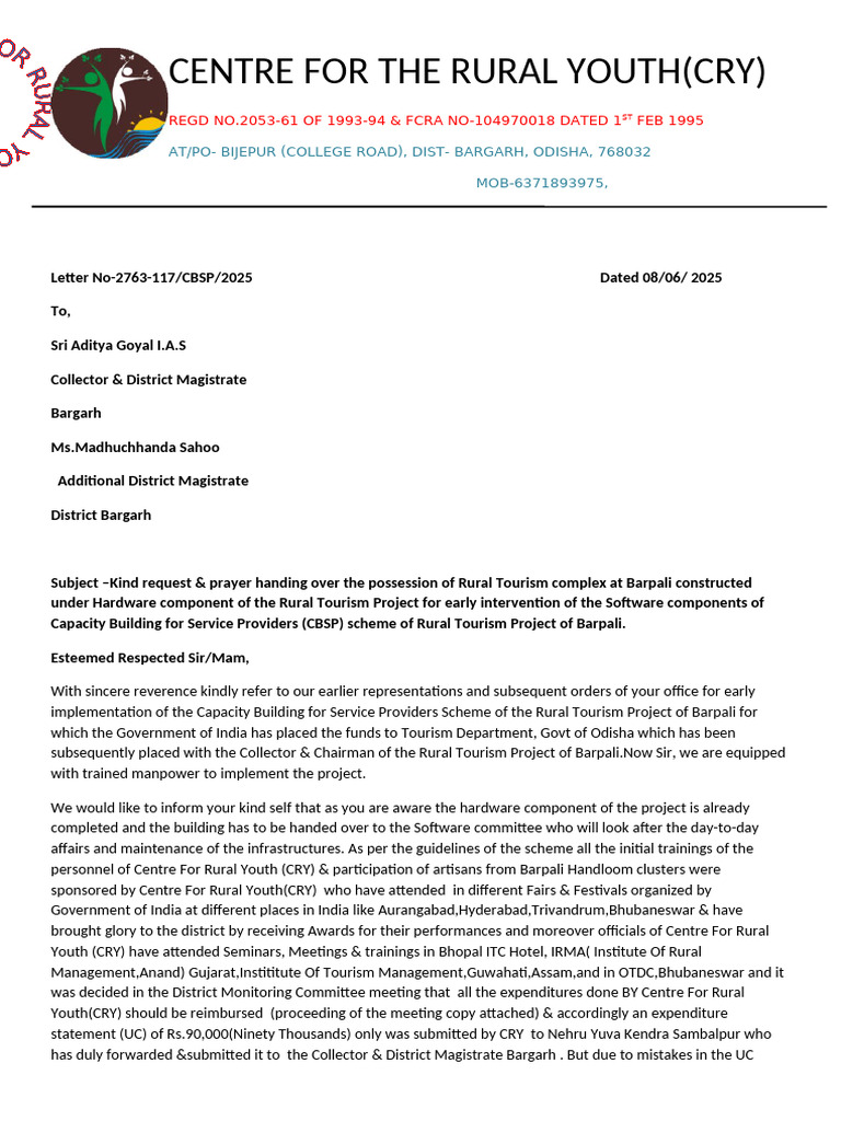 1-Collector, Bdo Tourist Officer Letter | PDF