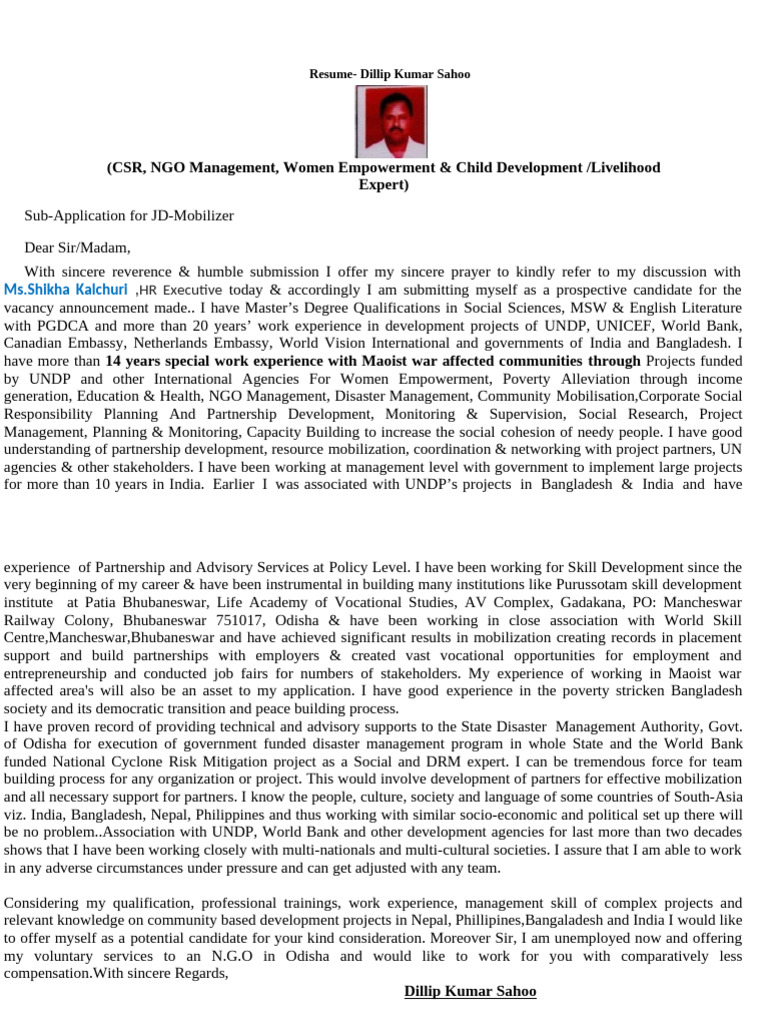 6-Cv-D.k.sahoo Updated CV | PDF | Microcredit | Corporate Social Responsibility