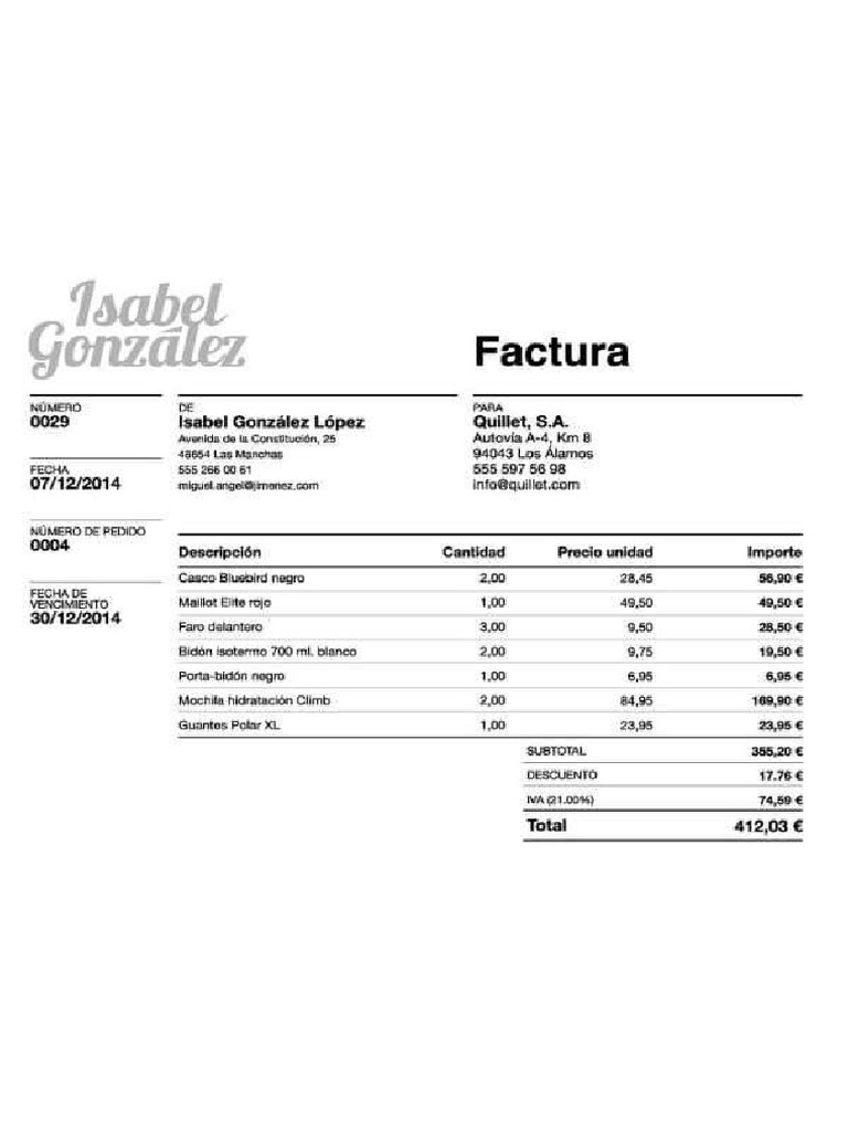 Ejemplo Factura | PDF