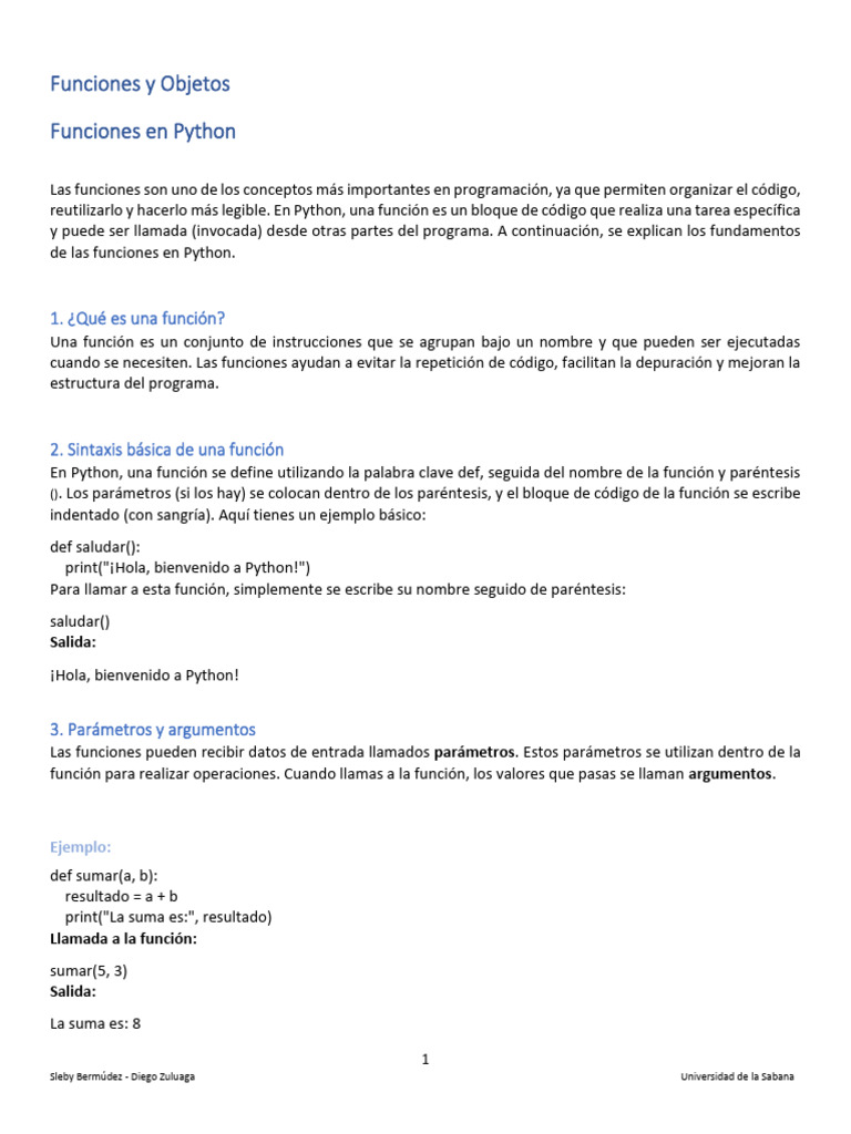 Funciones y Objetos en Python | PDF | Objeto (informática) | Python (lenguaje de programación)