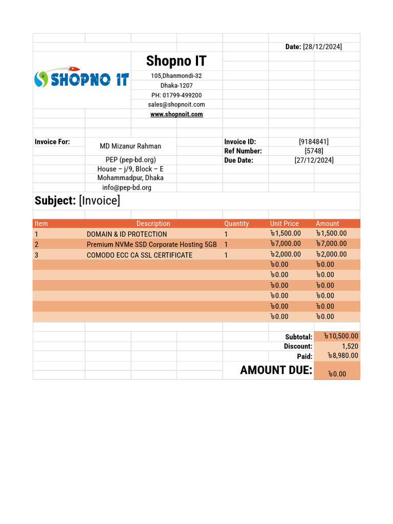 PEP Invoice | PDF