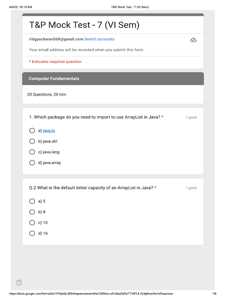 Mock Test 7 Java | PDF