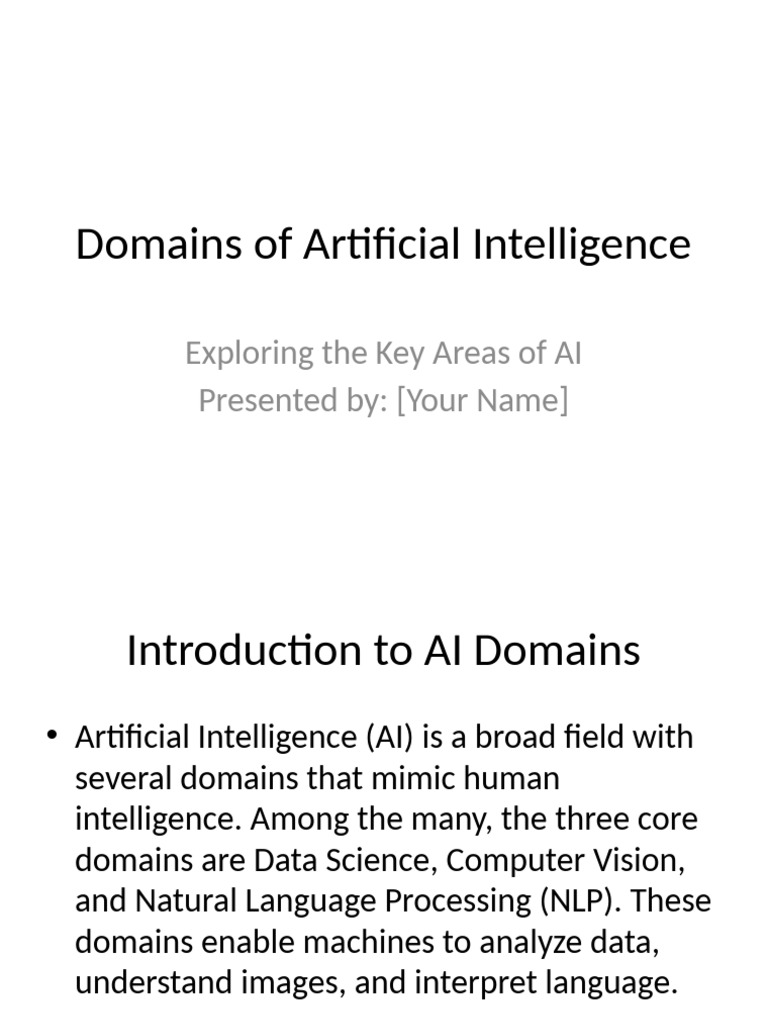 Domains of AI Presentation | PDF