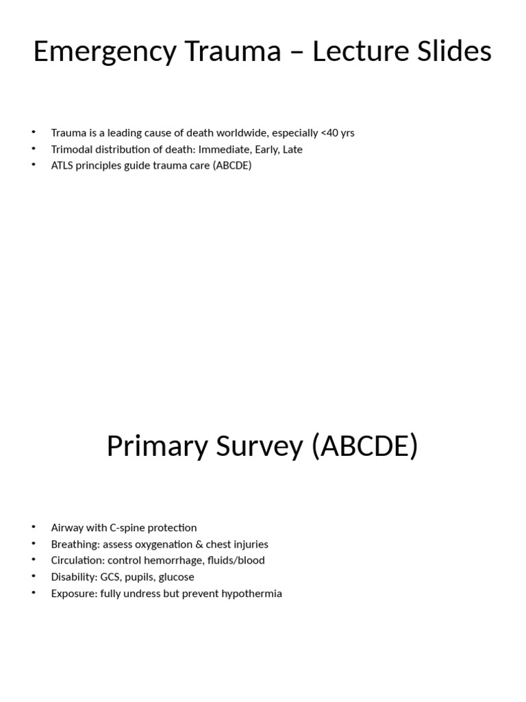 Emergency Trauma Care Lecture Overview | PDF | Burn | Human Diseases ...