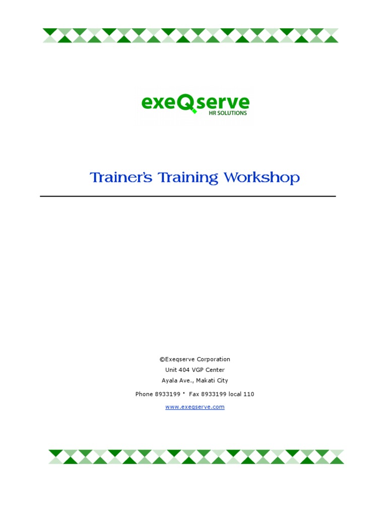 Trainer S Training Workshop Pdf Competence Human Resources