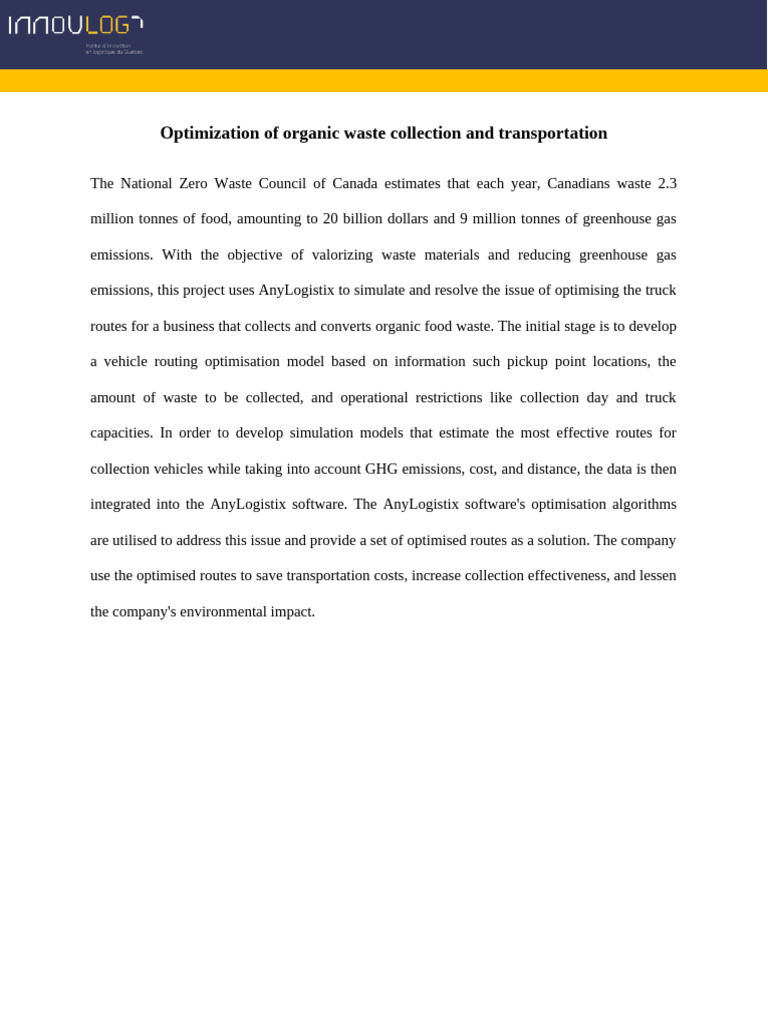Optimizing Organic Waste Collection Routes | PDF