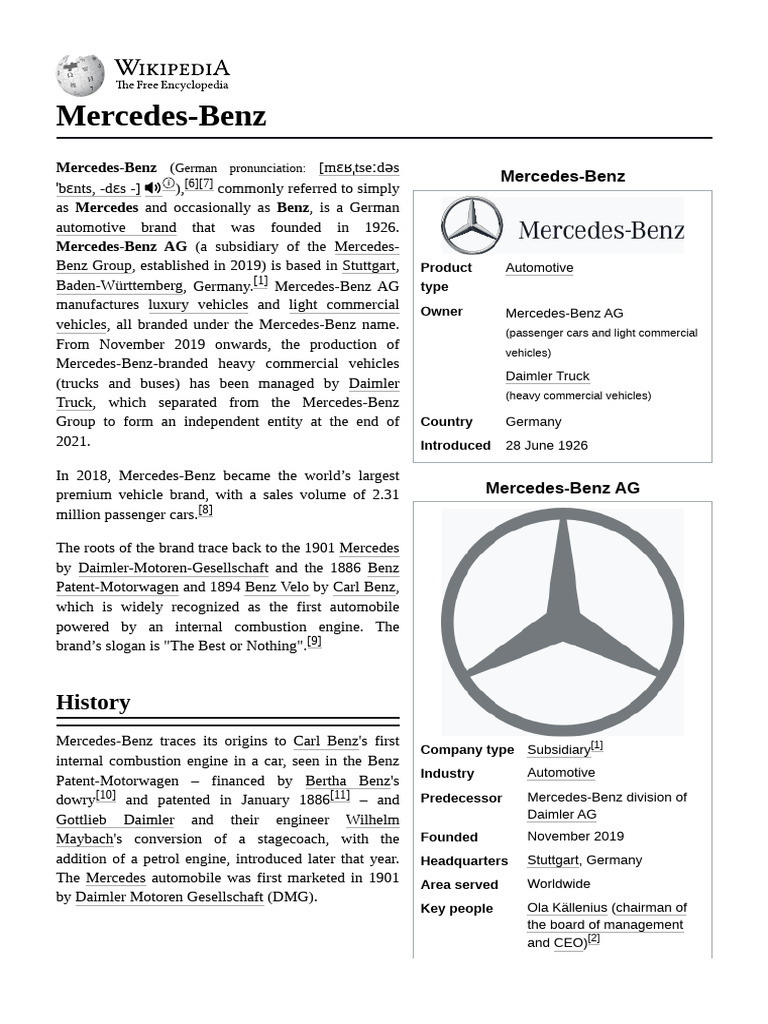 Mercedes-Benz: History and Overview | PDF | Mercedes Benz | Car