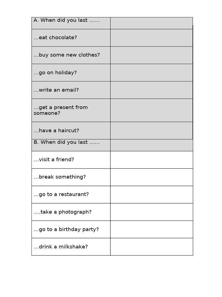 Past Simple Speaking Activity 115222 | PDF