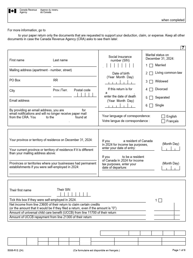 T1 2024 Income Tax Return Guide | PDF | Tax Deduction | Taxes