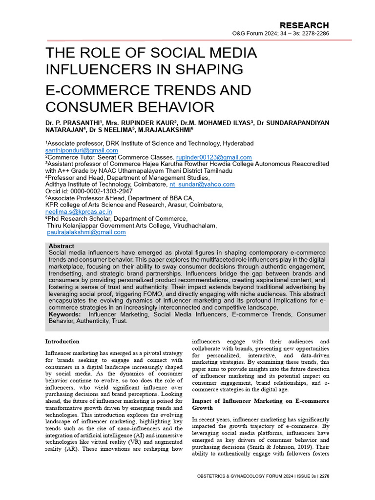 The Role of Social Media Influencers in Shaping E-Commerce Trends and ...