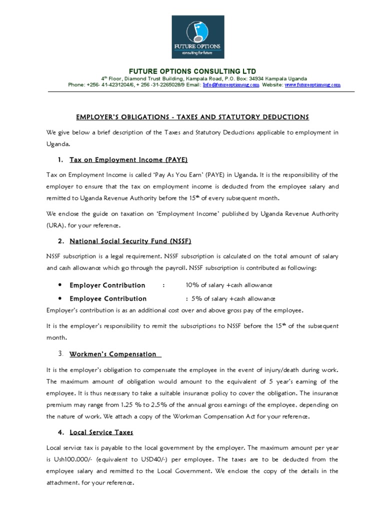 Taxes & Statutory Deductions On Employment Income | PDF