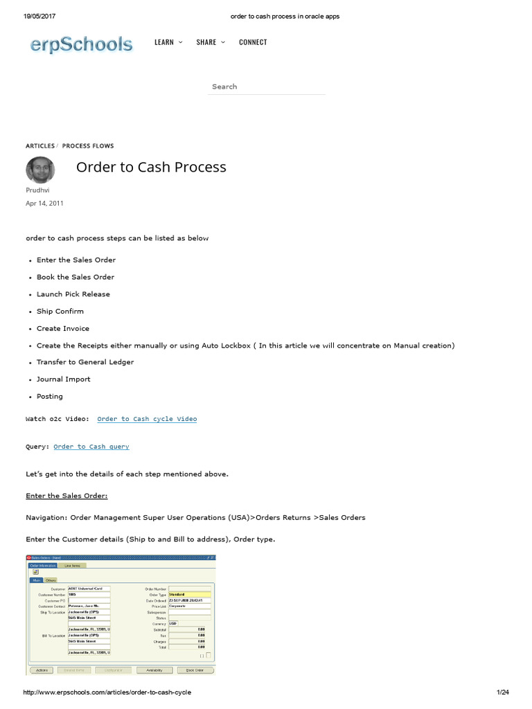 Order To Cash Process in Oracle Apps | PDF | Receipt | Debits And Credits