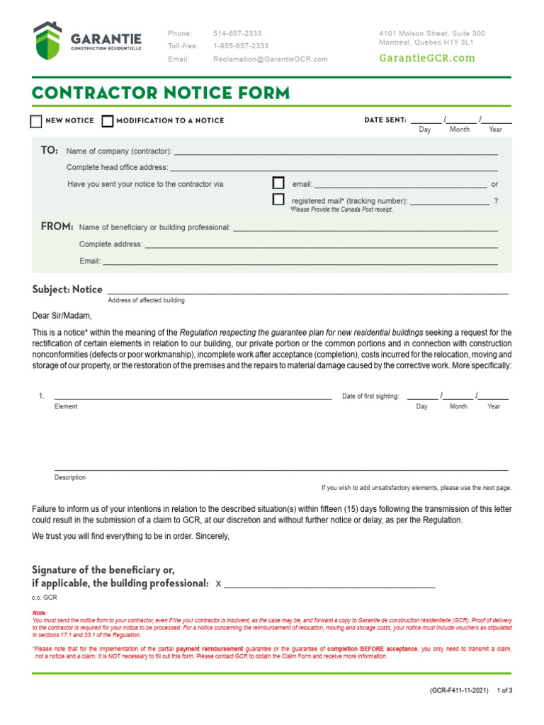 GCR-F411 Complaint Form Interactif 11-2021 | PDF