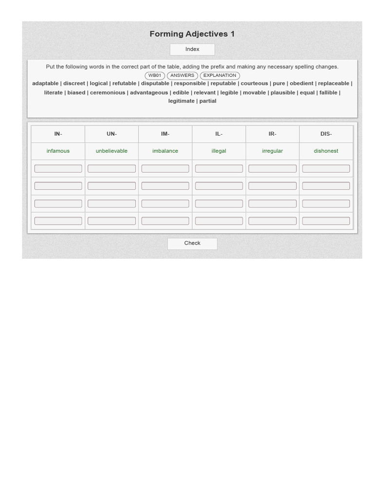 Prefixes Exercise 1 | PDF