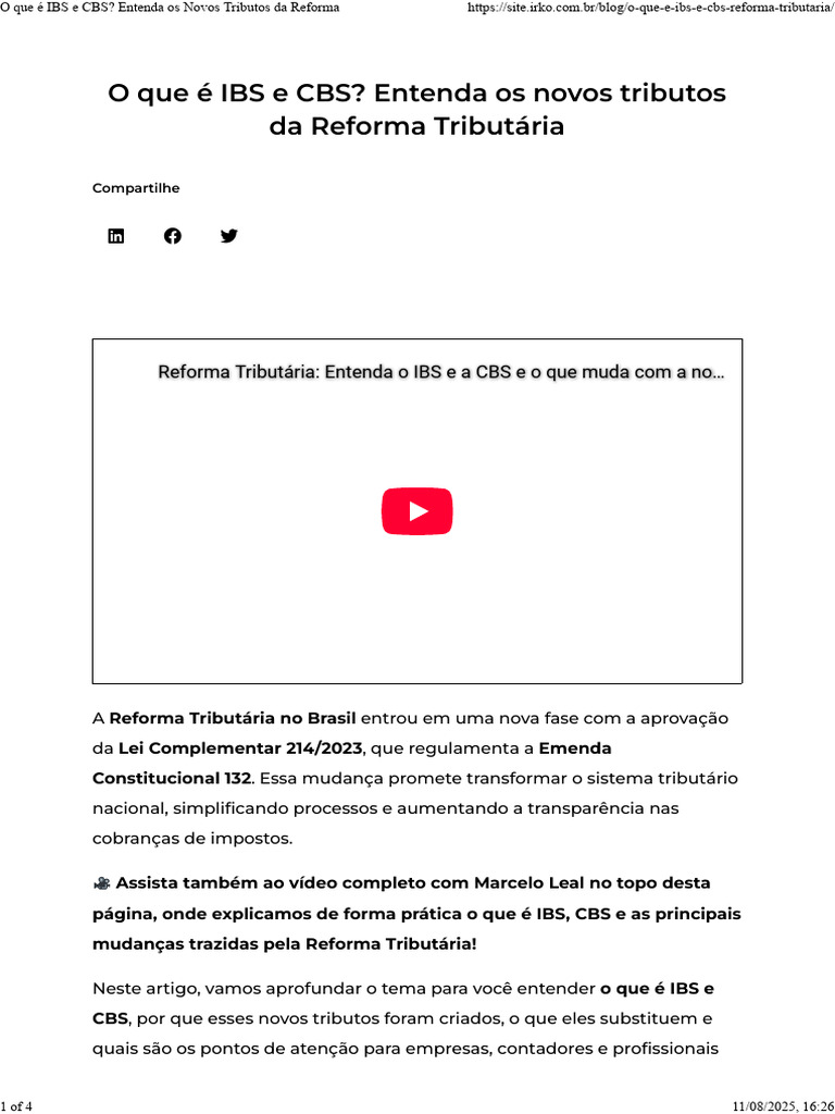 IBS e CBS: Novos Tributos da Reforma Tributária | PDF | Impostos ...