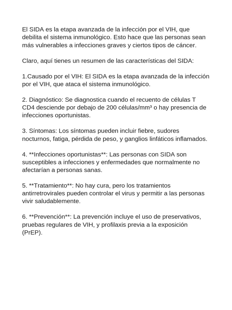 El SIDA Es La Etapa Avanzada de La Infección Por El VIH | PDF