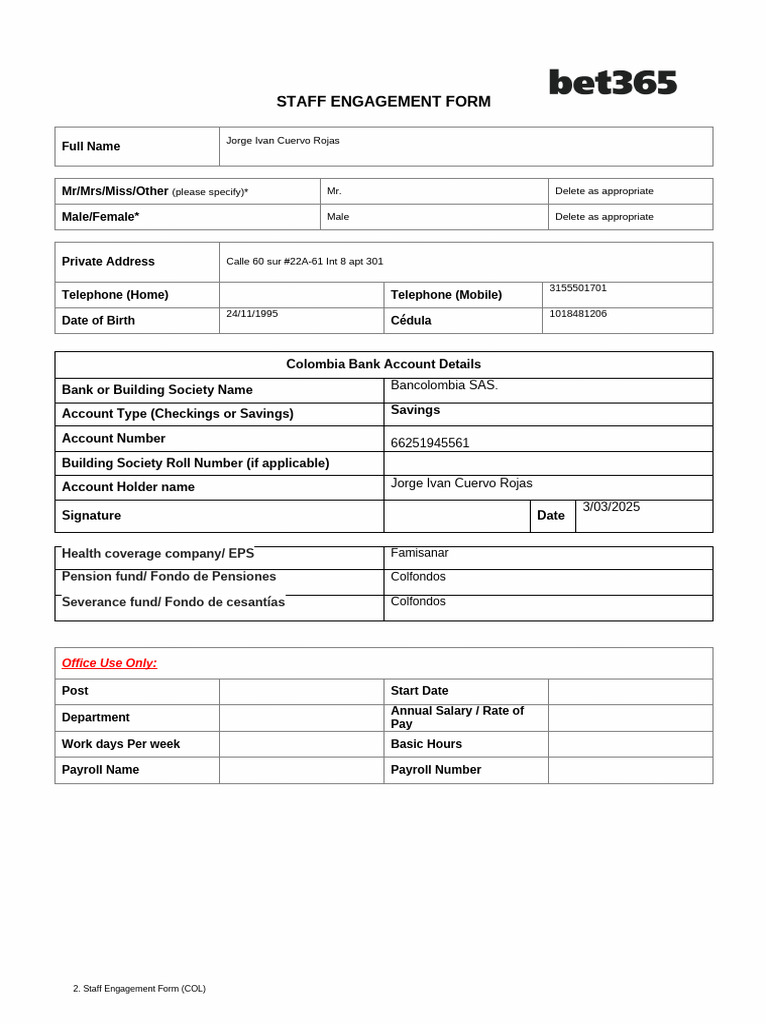 Staff Engagement Form for Employees | PDF