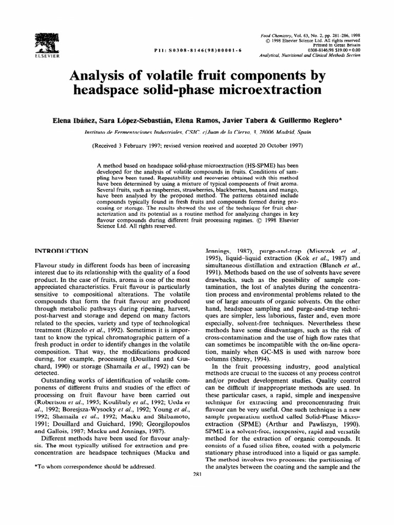 Analysis of Volatile Fruit Components | PDF | Gas Chromatography ...