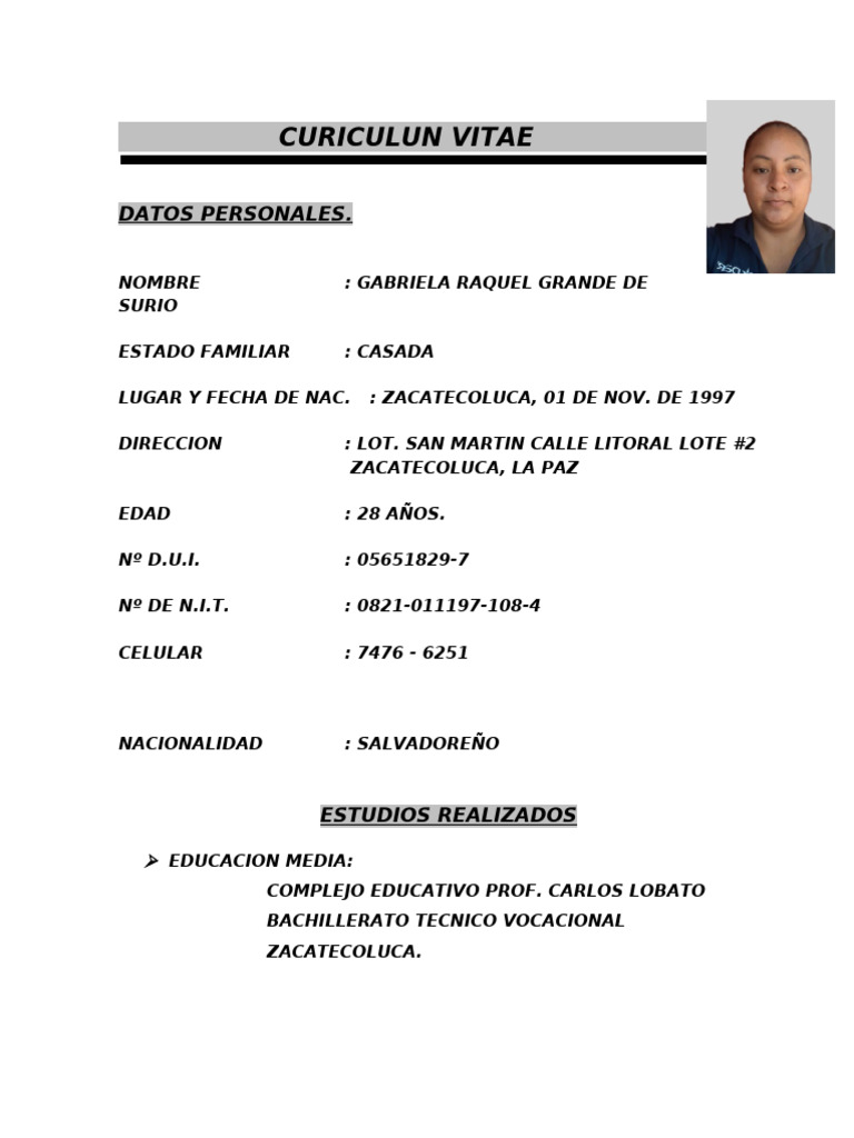 CV Gabriela de Surio 060322 | PDF