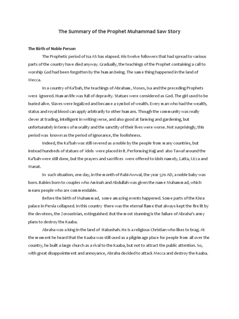 Summary of Prophet Muhammad's Life | PDF | Medina | Muhammad