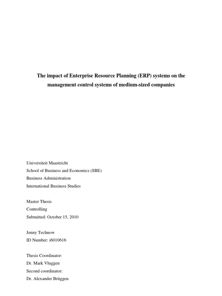 Impact of ERP On MCS-Thesis | PDF | Enterprise Resource Planning ...