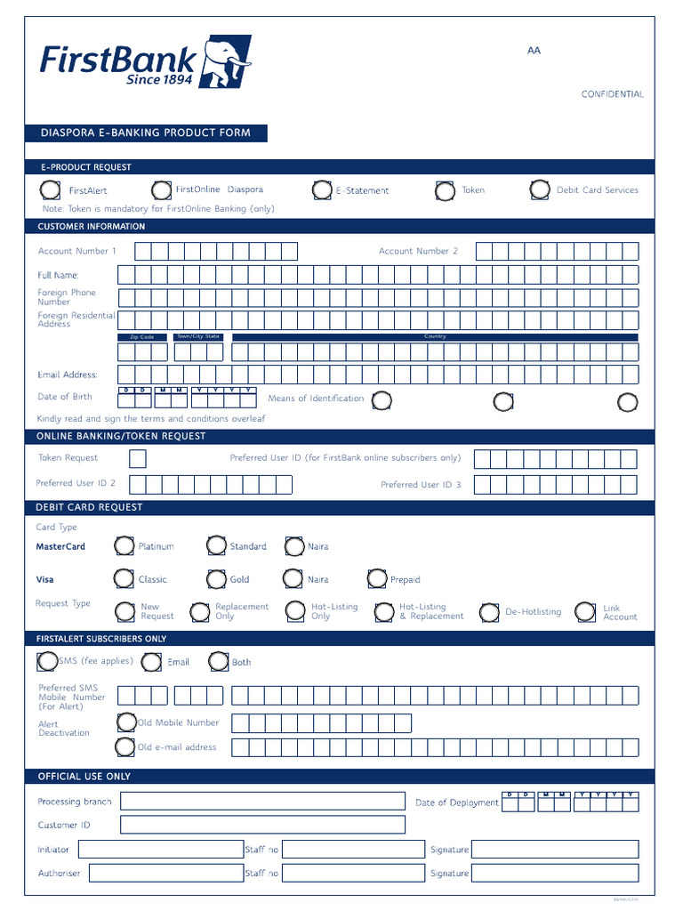 Diaspora E-Banking Product Form | PDF