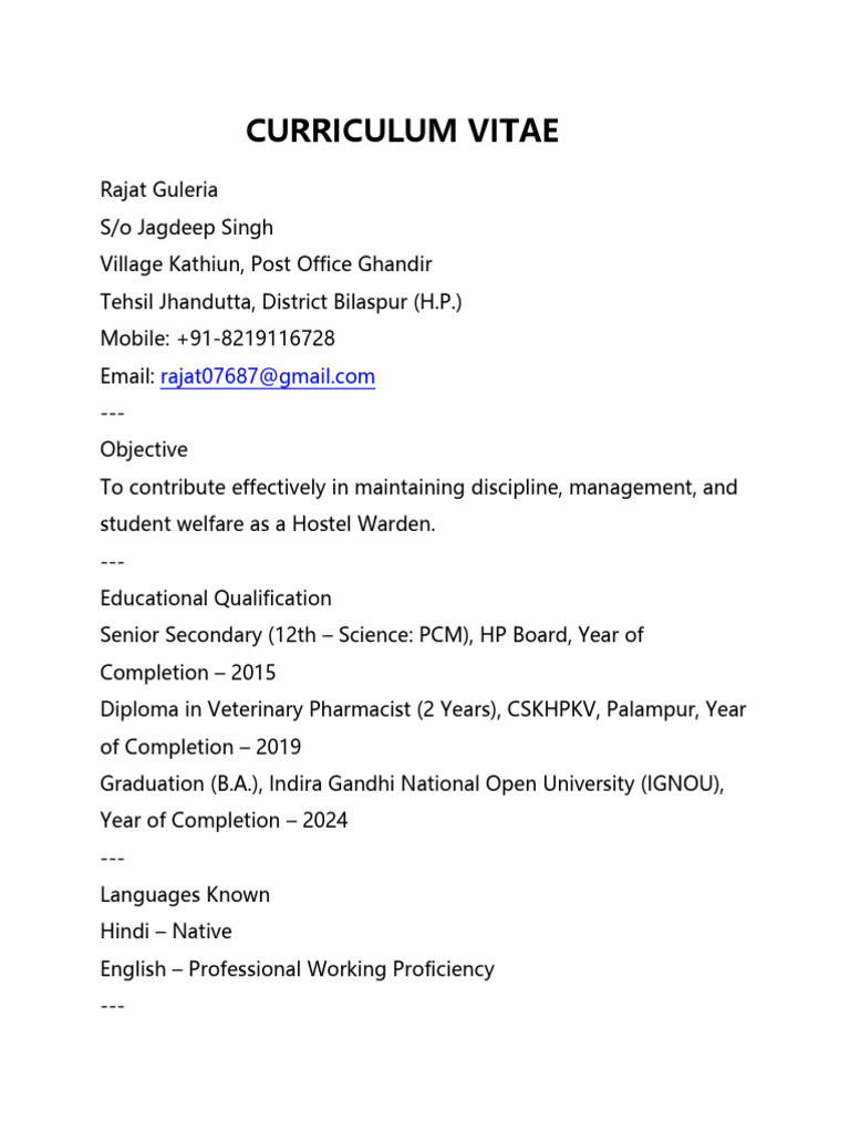 Curriculum Vitae | PDF