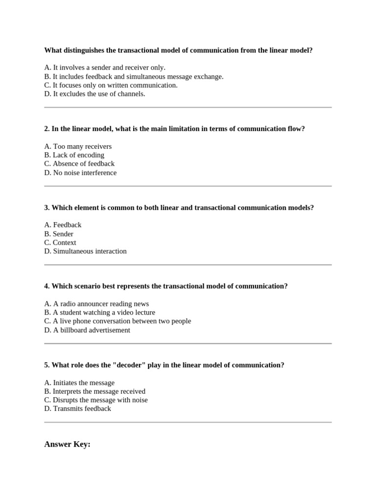 Transactional vs. Linear Communication | PDF | Communication | Human ...