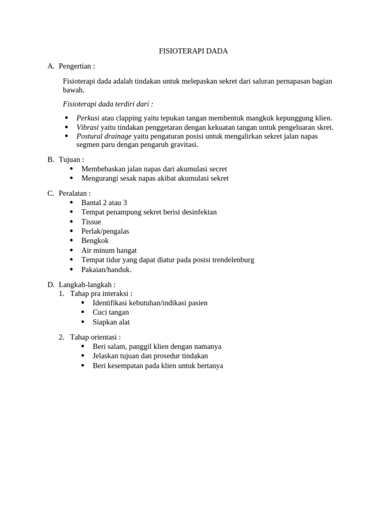 Sop Fisioterapi Dada | PDF