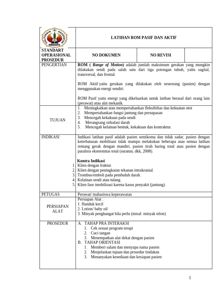Latihan ROM Aktif dan Pasif untuk Kesehatan | PDF