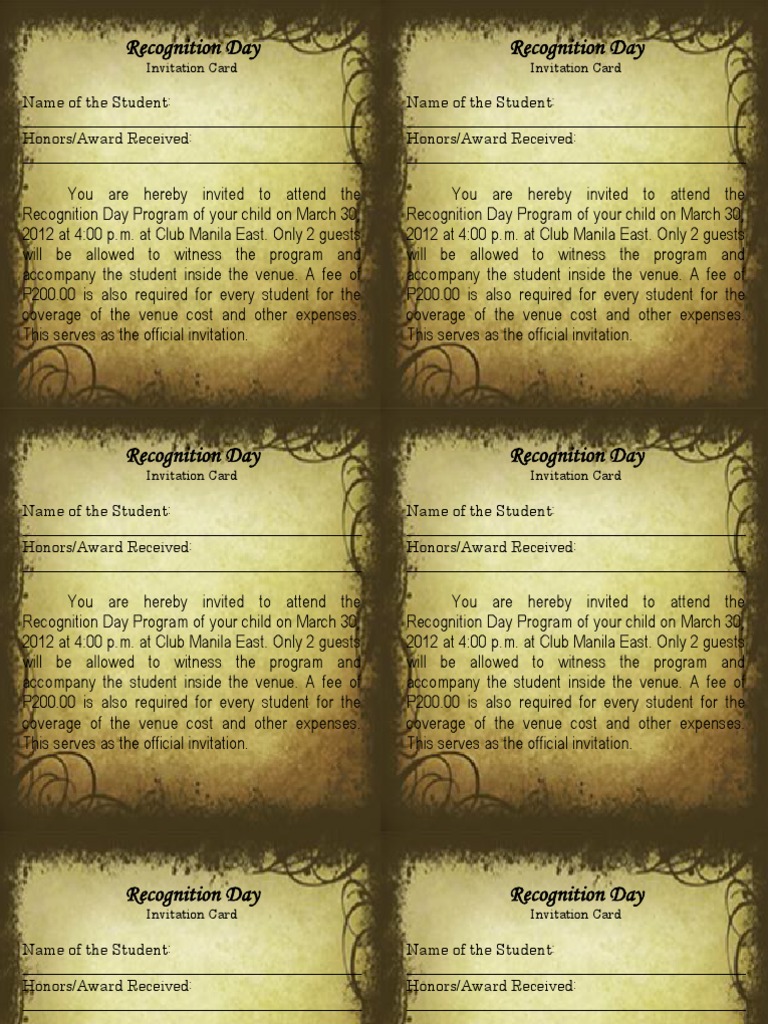 Recognition Day Invitation | PDF | Payments | Business